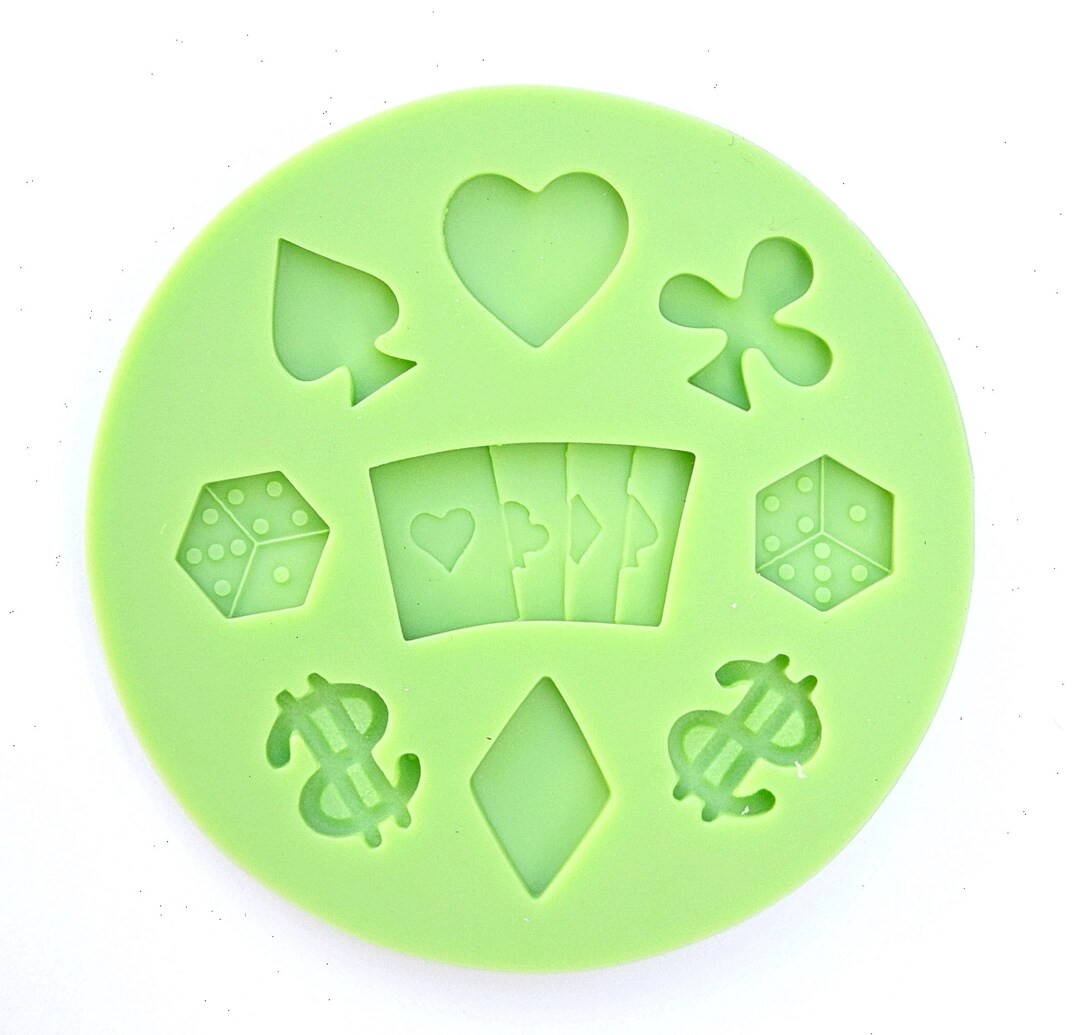 CASINO VARIETY MOLD - Playing Cards, Dollar Bills, Dice Mold - Fondant ...