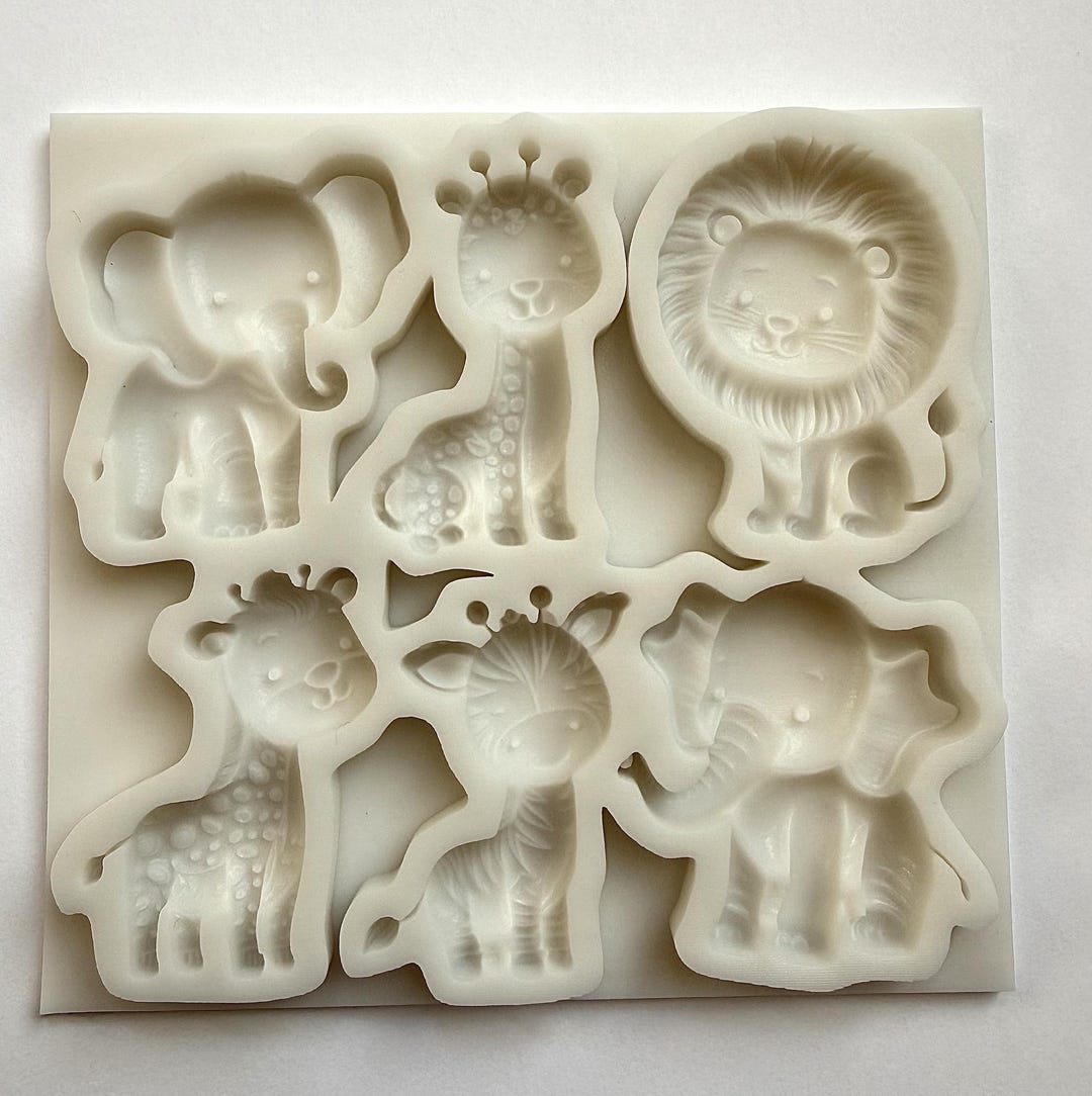ZOO ANIMALS MOLD - Giraffe, Lion, Elephant, Zebra Fondant Mold ...
