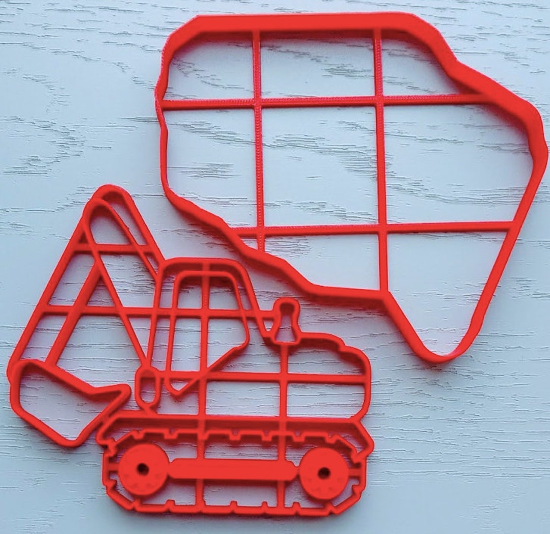 EXCAVATOR COOKIE CUTTER, Fondant Cutter, Boys Cake Decoration, Plastic ...