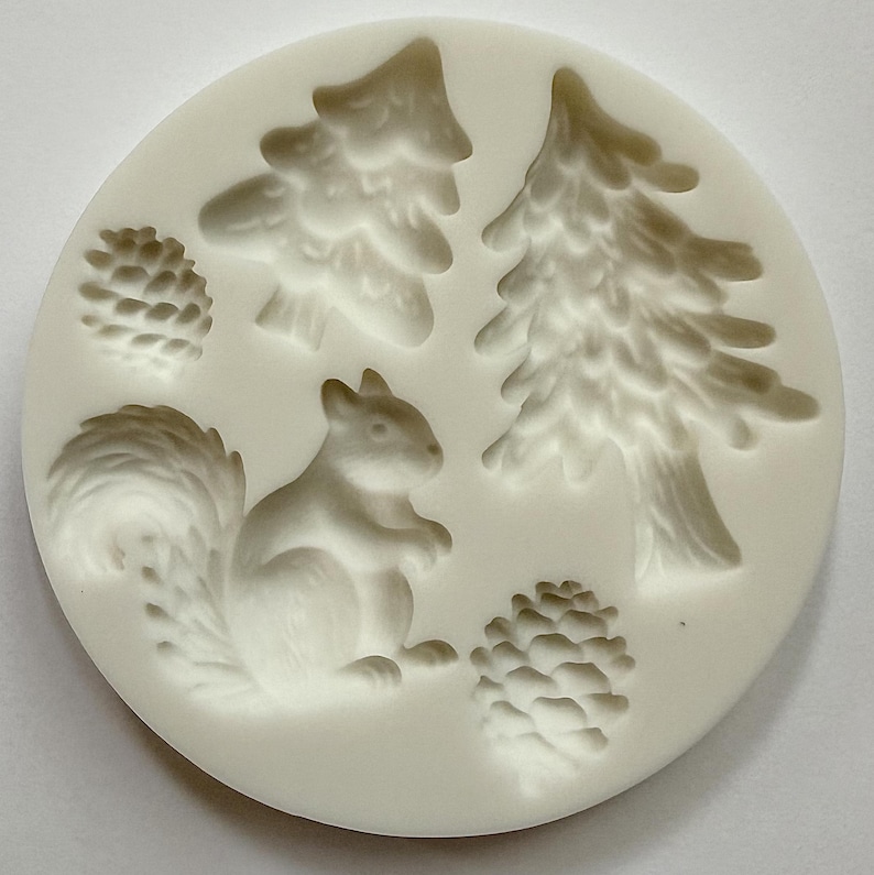 SQUIRREL & FOREST MOLD, Fondant Mold, Chocolate Mold, Silicone Candy ...