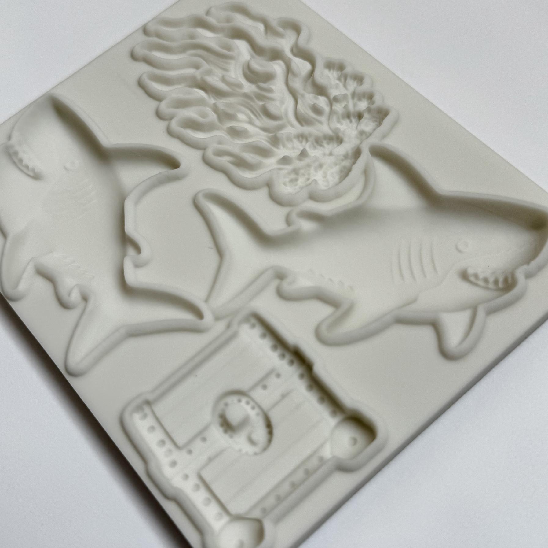 OCEAN CREATURES MOLD, Shark, Treasure Chest, Corals Silicone Mold ...