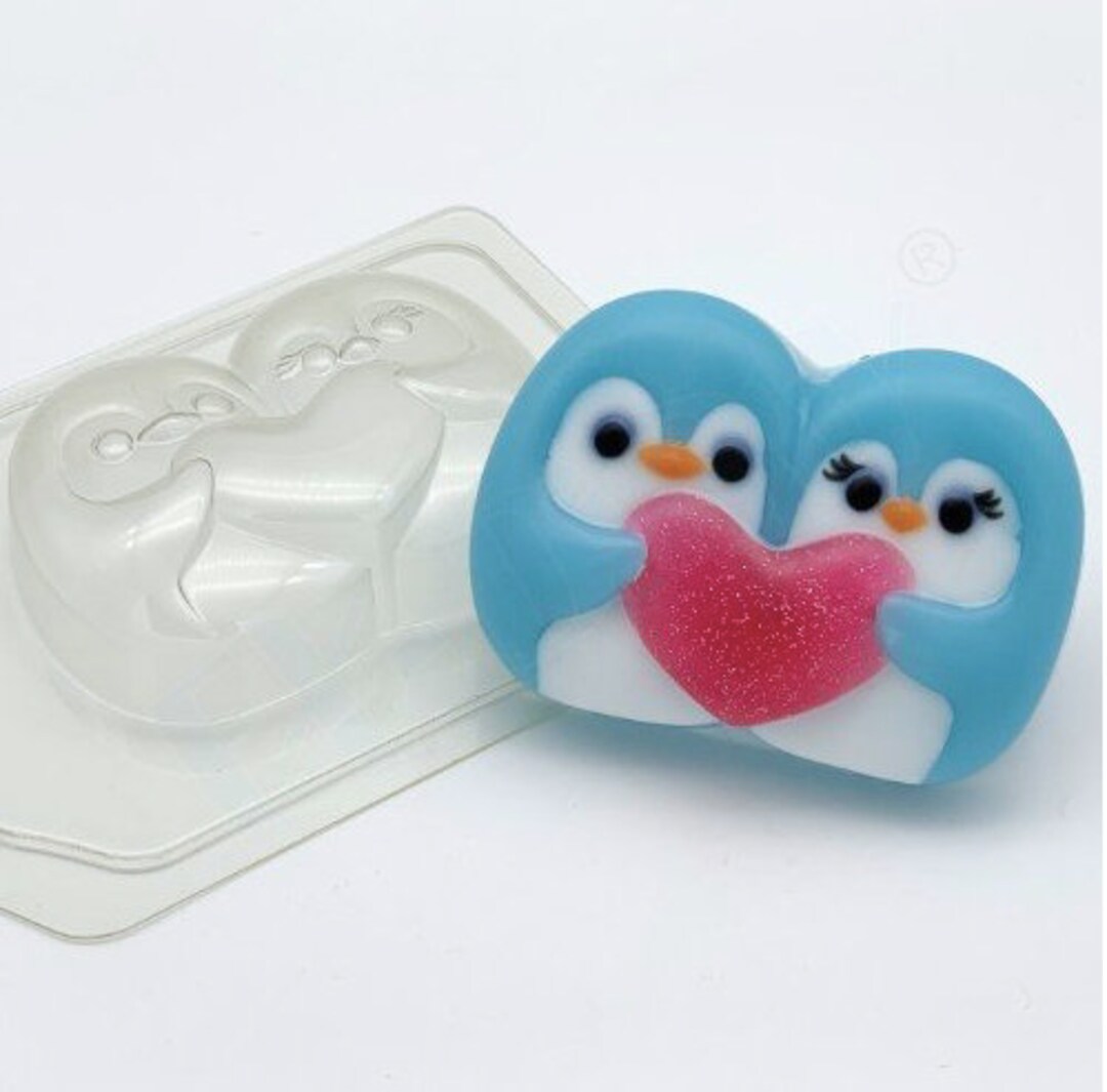 CUTE PENGUINS MOLD, Plastic Soap Mold, Bath Bomb Mold, Chocolate Mold ...