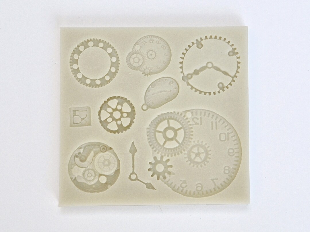 CLOCK MECHANISM MOLD, Silicone Fondant Mold, Clock Parts Mold, Dials ...