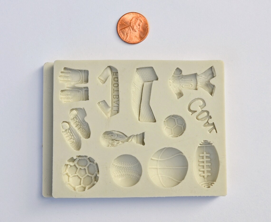 SPORT GAMES MOLD, Football Soccer Ball Volleyball Theme Fondant Mold ...