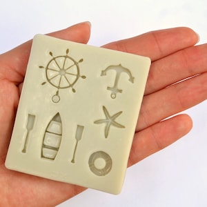 NAUTICAL VARIETY MOLD, 7 Cavity Fondant Mold, Boat Anchor Starfish ...