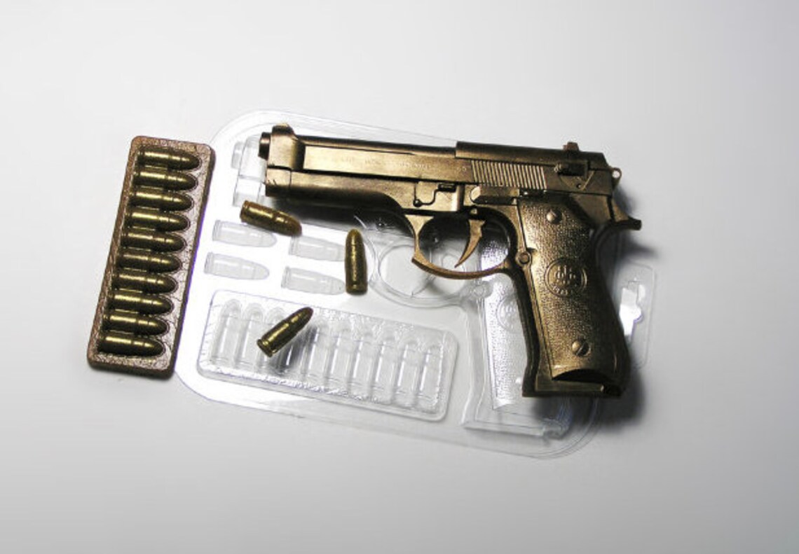 GUN MOLD, Gun & Bullets Chocolate Mold, Soap Mold, Hunter Theme Cake ...
