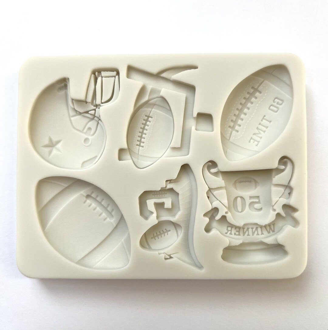 FOOTBALL VARIETY MOLD, 6-cavity Silicone Fondant Mold, Boys Cupcake ...