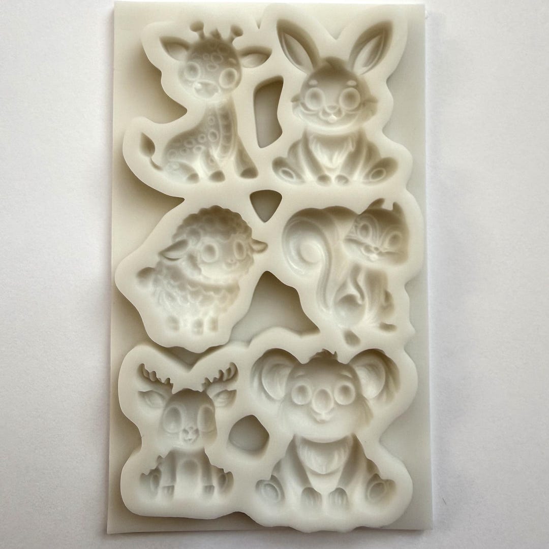 ZOO ANIMALS MOLD - Giraffe, Deer, Koala, Sheep, Bunny, Squirrel Fondant ...