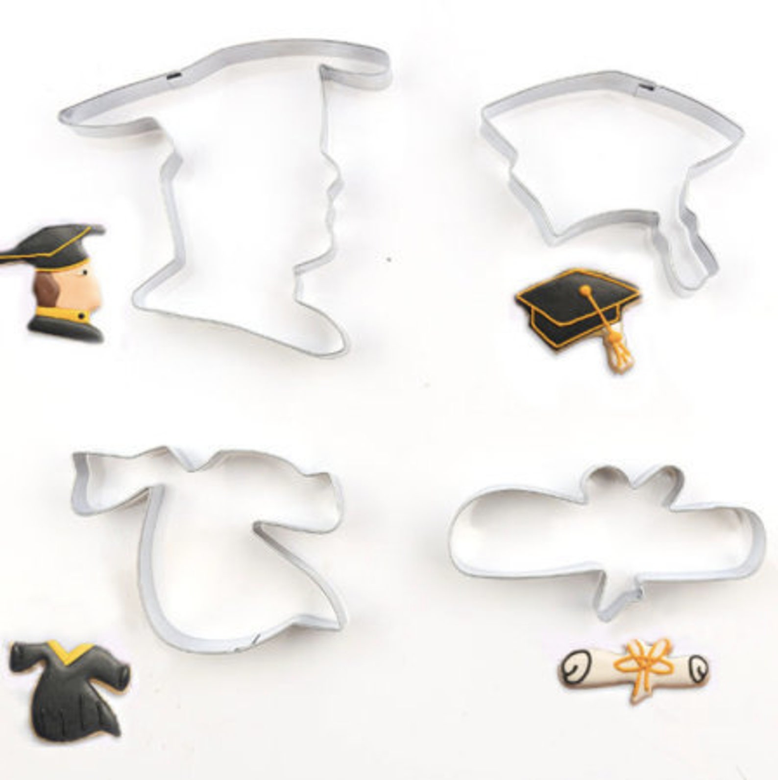 Graduation Cookie Cutter 4 Piece Set, Graduation Hat, Gown, Diploma ...