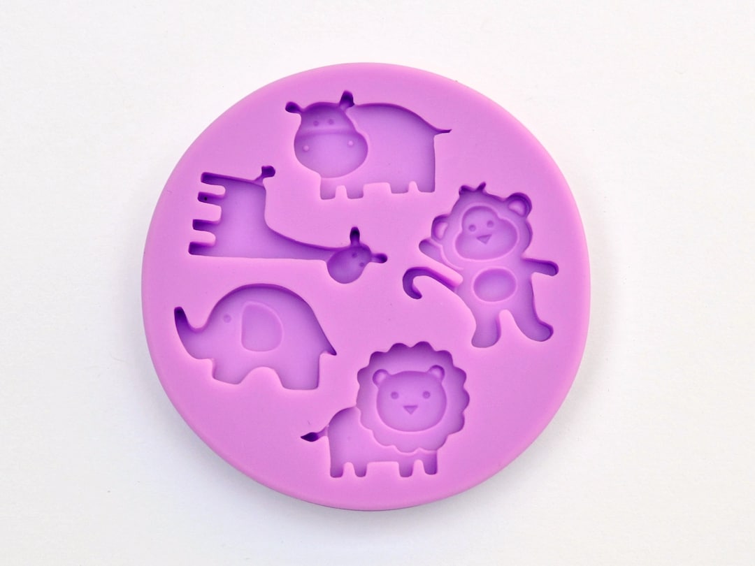 SAFARI ANIMALS MOLD, Zoo Theme Fondant Mold, 5 Cavity Highly Detailed ...