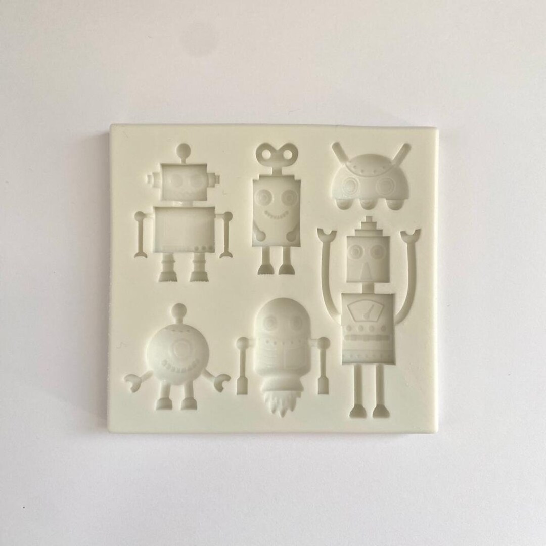 ROBOT THEME MOLD, Silicone Fondant Mold, Chocolate Mold, Boys Birthday ...