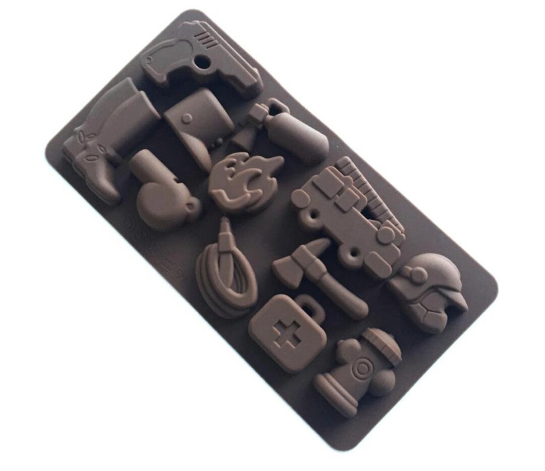 FIREFIGHTER VARIETY MOLD - Boots, Fire, Gun, Truck, Helmet, Hammer ...