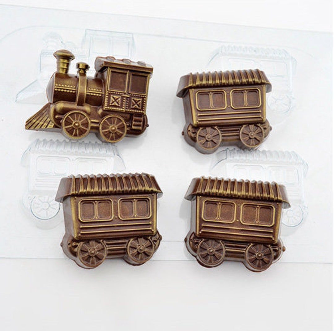 TRAIN VARIETY MOLD, 4 Cavity Plastic Chocolate Mold, Soap Mold, Bath ...