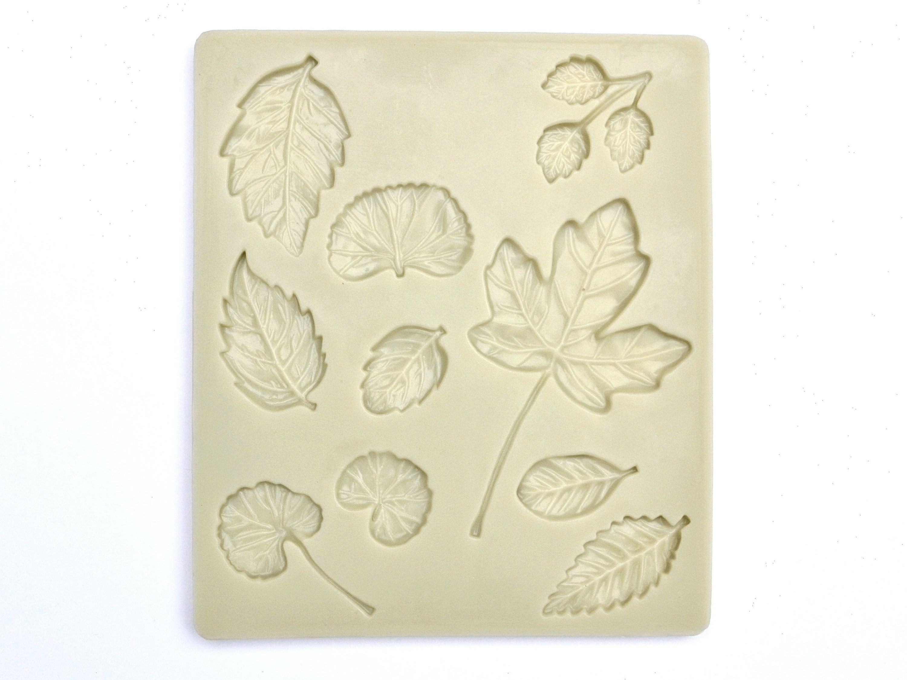 LARGE LEAVES MOLD, Leaf Shaped Fondant Mold, 10 Cavity Mold, Woodland ...