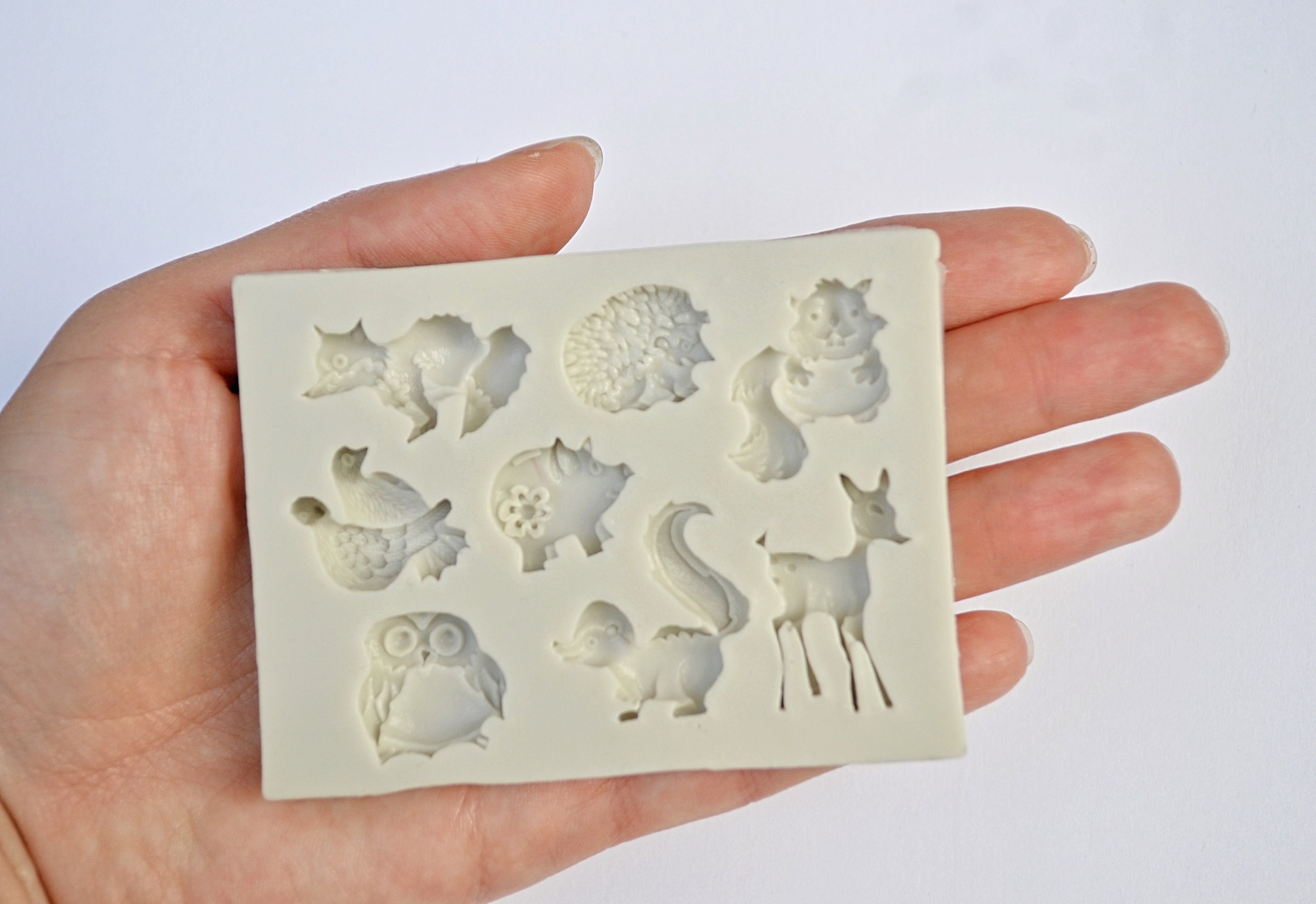 Woodland Creatures Mold Set, Fondant Mold, 8-cavity Squirrel Deer Owl ...