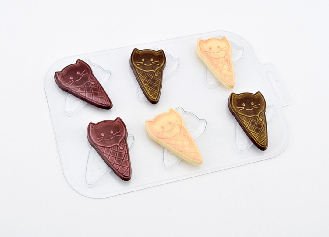 KITTY CONE MOLD (for Chocolate), 6-cavity Ice Cream Cone Shaped Mold ...