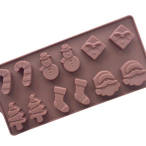 CHRISTMAS VARIETY MOLD - Santa, Snowman, Candy Cane, Pine Tree, Socks ...