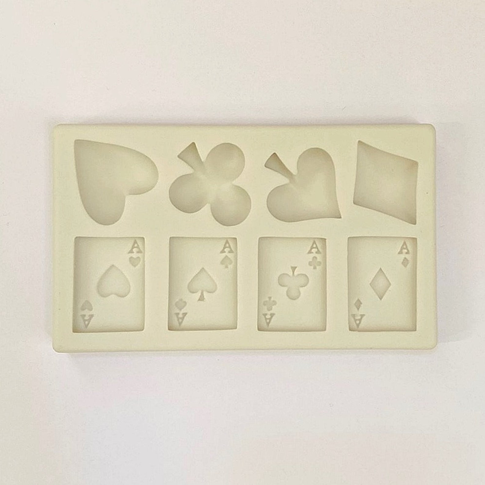 PLAYING CARDS MOLD, Clubs Diamonds Hearts Spades Fondant Mold, Silicone ...