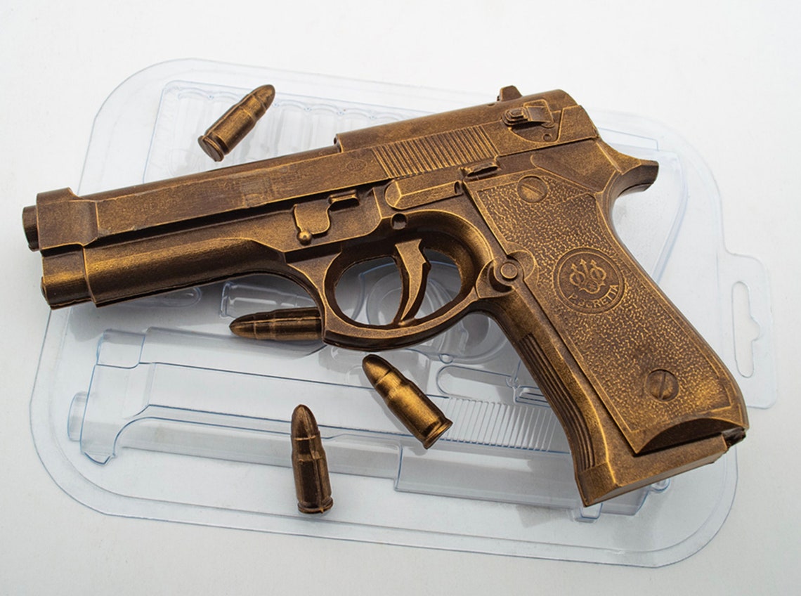 GUN MOLD (another Side), Gun & Bullets Chocolate Mold, Soap Mold ...