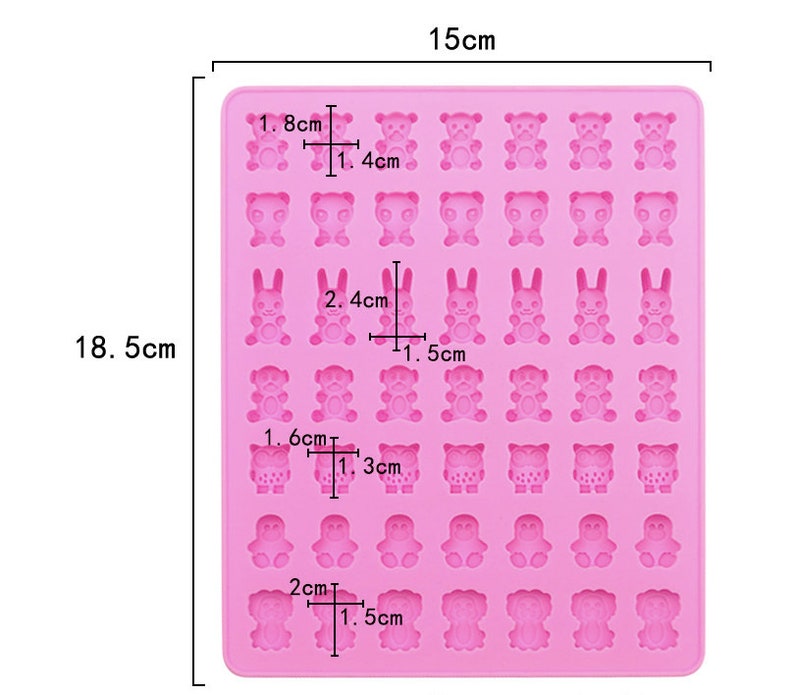 MINI ANIMALS MOLD - Bunny, Bear, Owl, Penguin, Lion, Panda - 49 Cavity ...