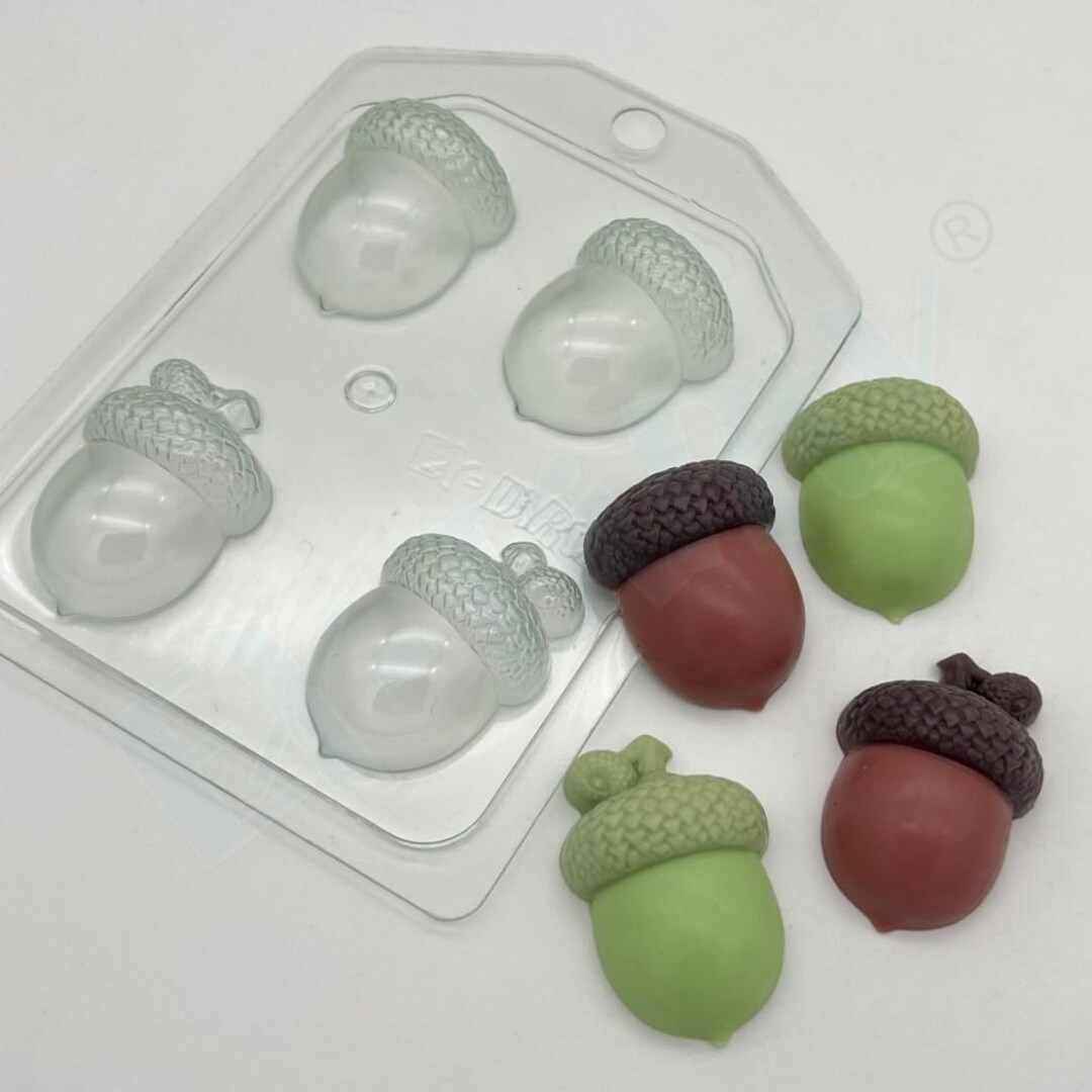 ACORN MOLD (minis), 4- Cavity Fall Theme Chocolate Mold, Unique Plastic ...