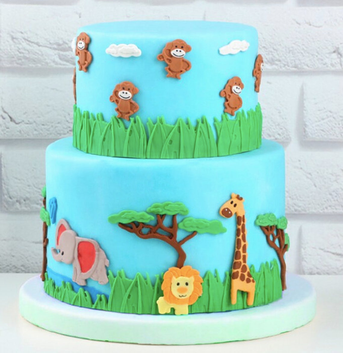 ZOO ANIMALS MOLD - Giraffe, Monkey, Lion, Elephant Fondant Mold ...