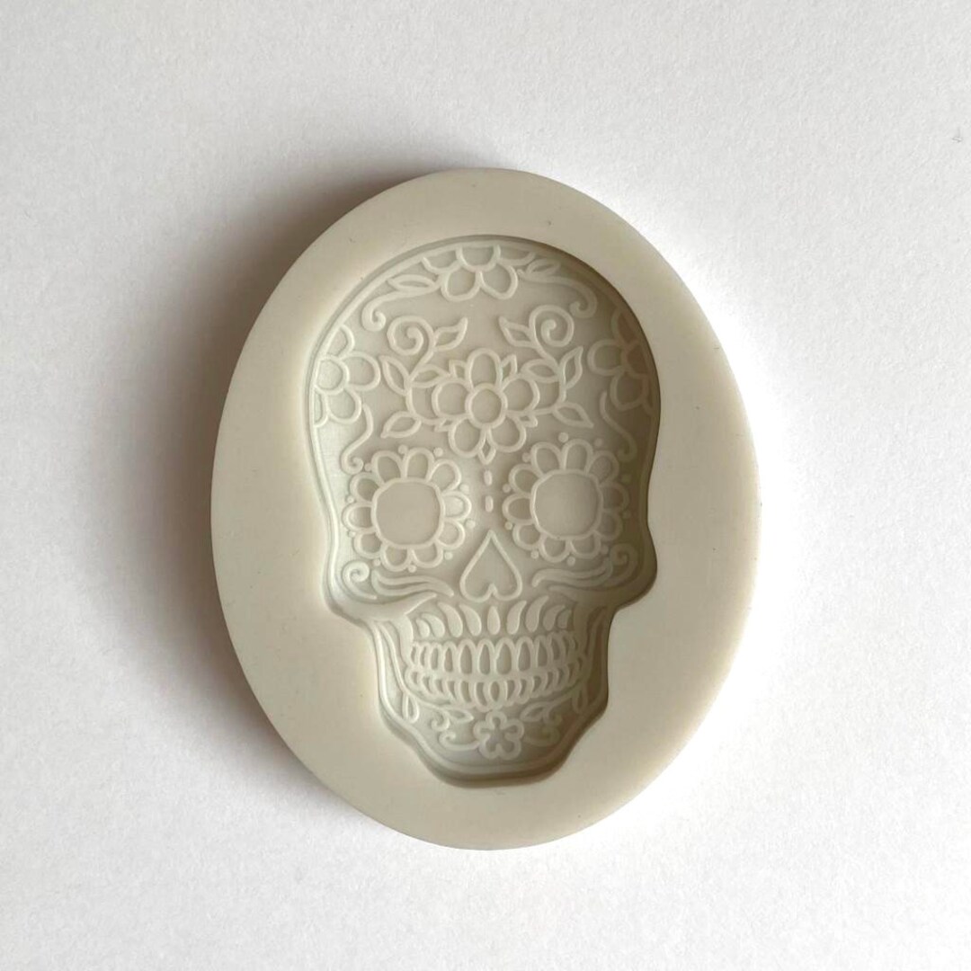 FLORAL SKULL MOLD, Halloween Cake Decoration, Chocolate Mold, Fondant ...