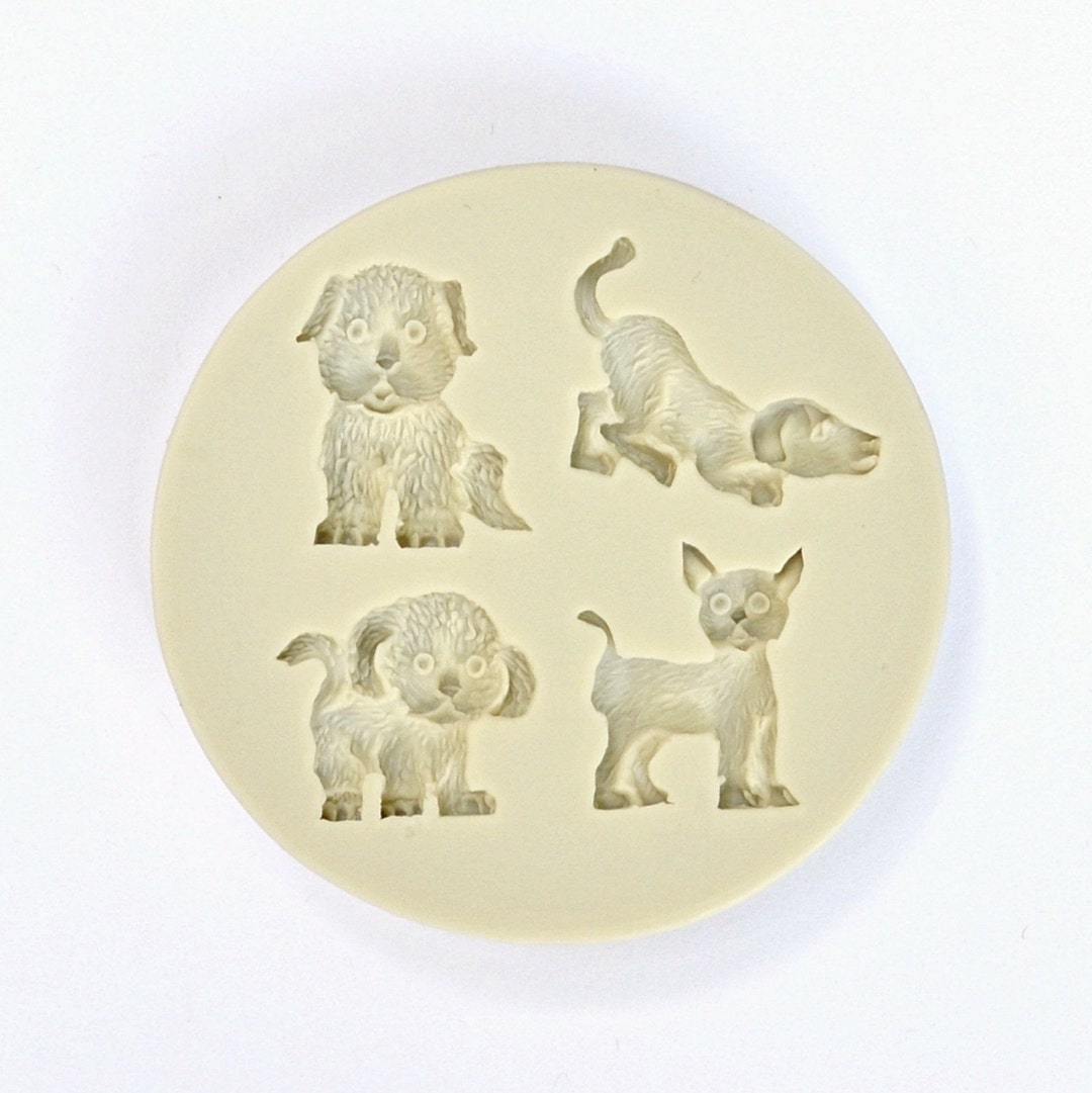 PET VARIETY MOLD, 4 Cavity Dogs & Cat Silicone Mold, Puppies Kittens ...