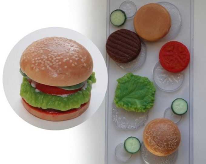 Hamburger Mold, LESS THAN PERFECT 8-piece Plastic Soap Mold, Burger ...