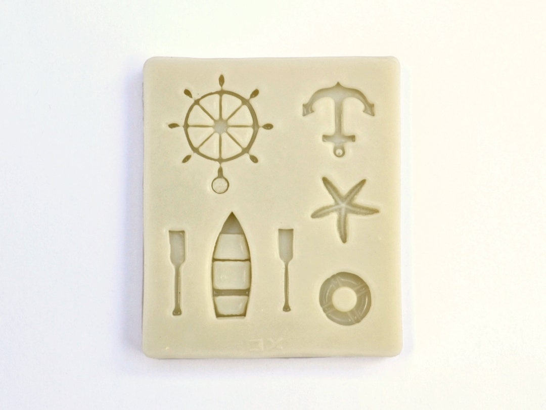 NAUTICAL VARIETY MOLD, 7 Cavity Fondant Mold, Boat Anchor Starfish ...