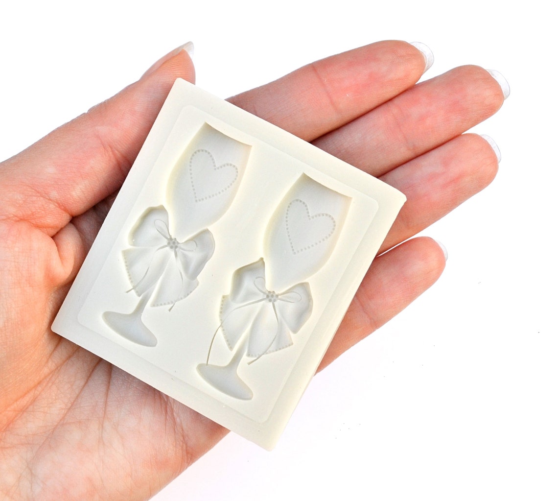 CHAMPAGNE GLASSES MOLD, Fondant Mold, Silicone Mold for Wedding Cake ...