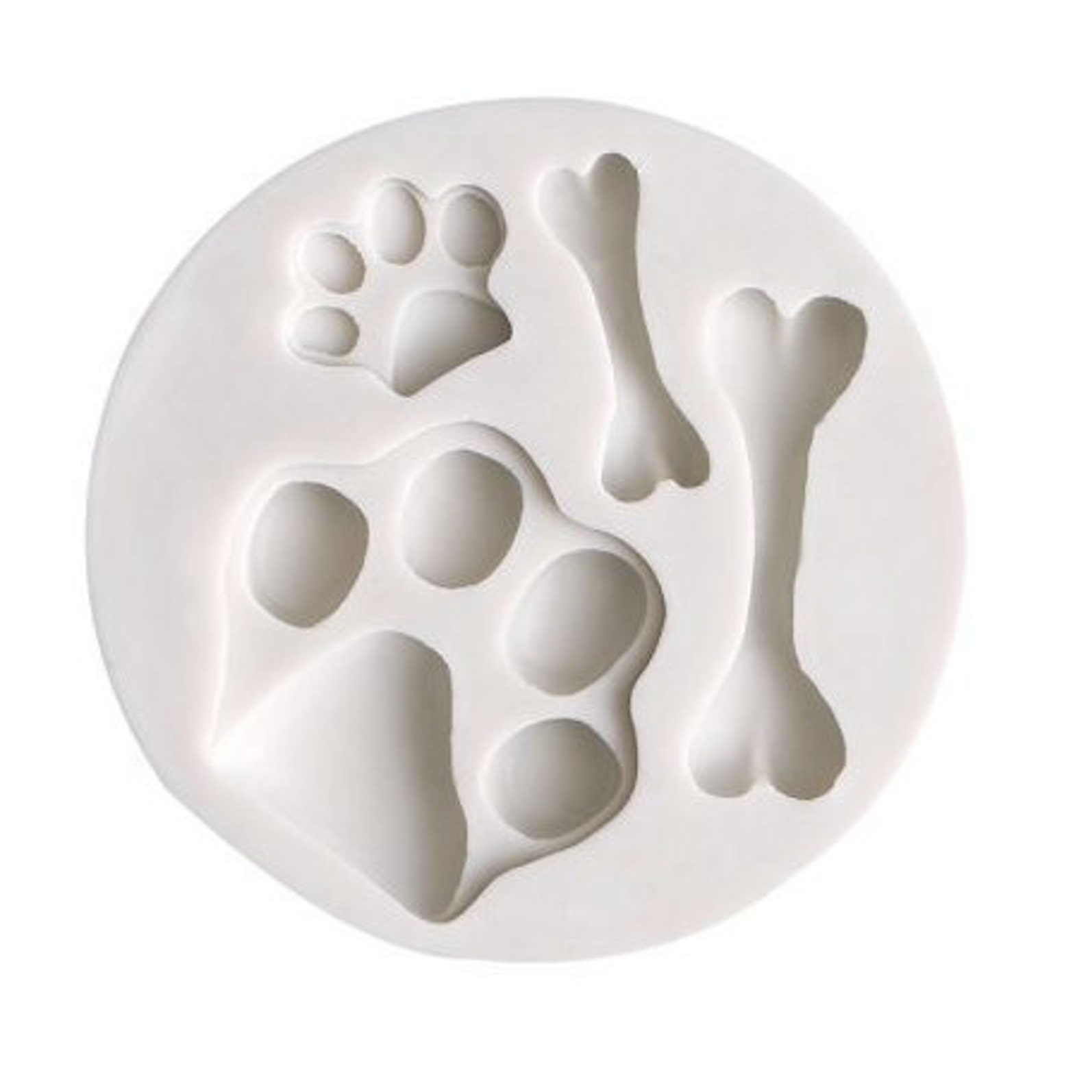 PAW & BONE MOLD 4 Cavity Silicone Mold Dog Paw Print Mold - Etsy Sweden