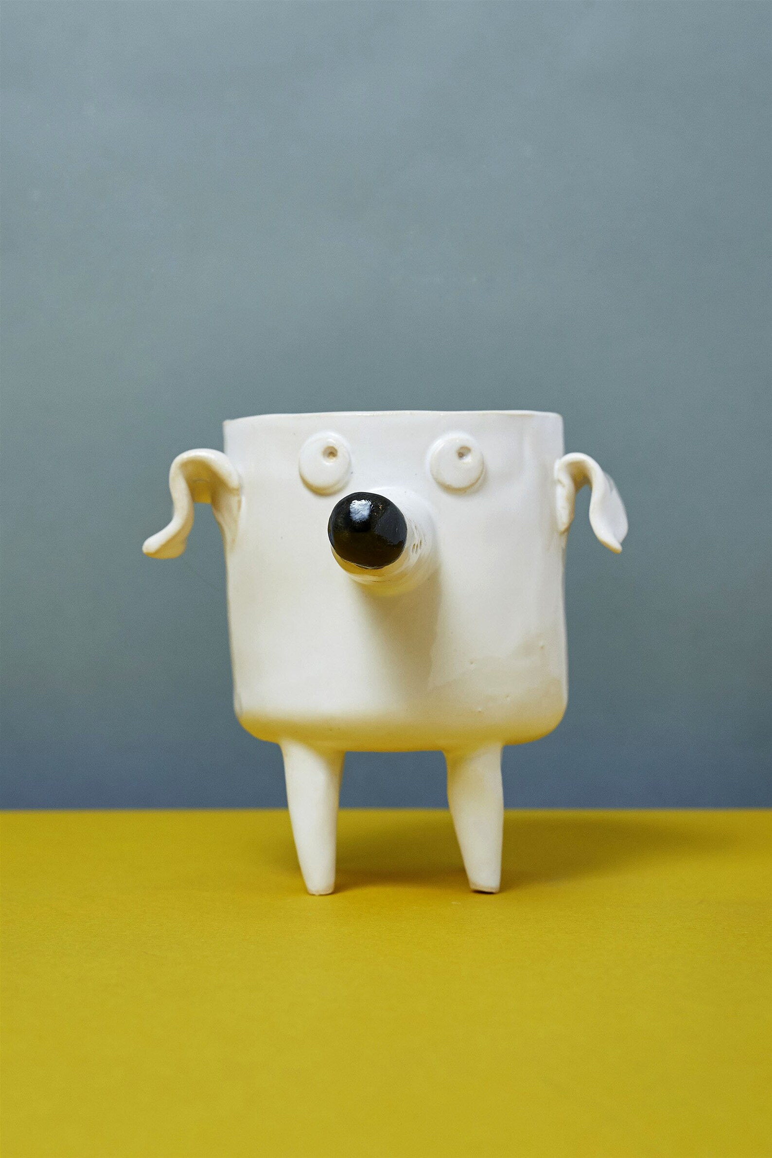 Ceramic Dog Planter. Cute dog handmade pot. White planter for | Etsy