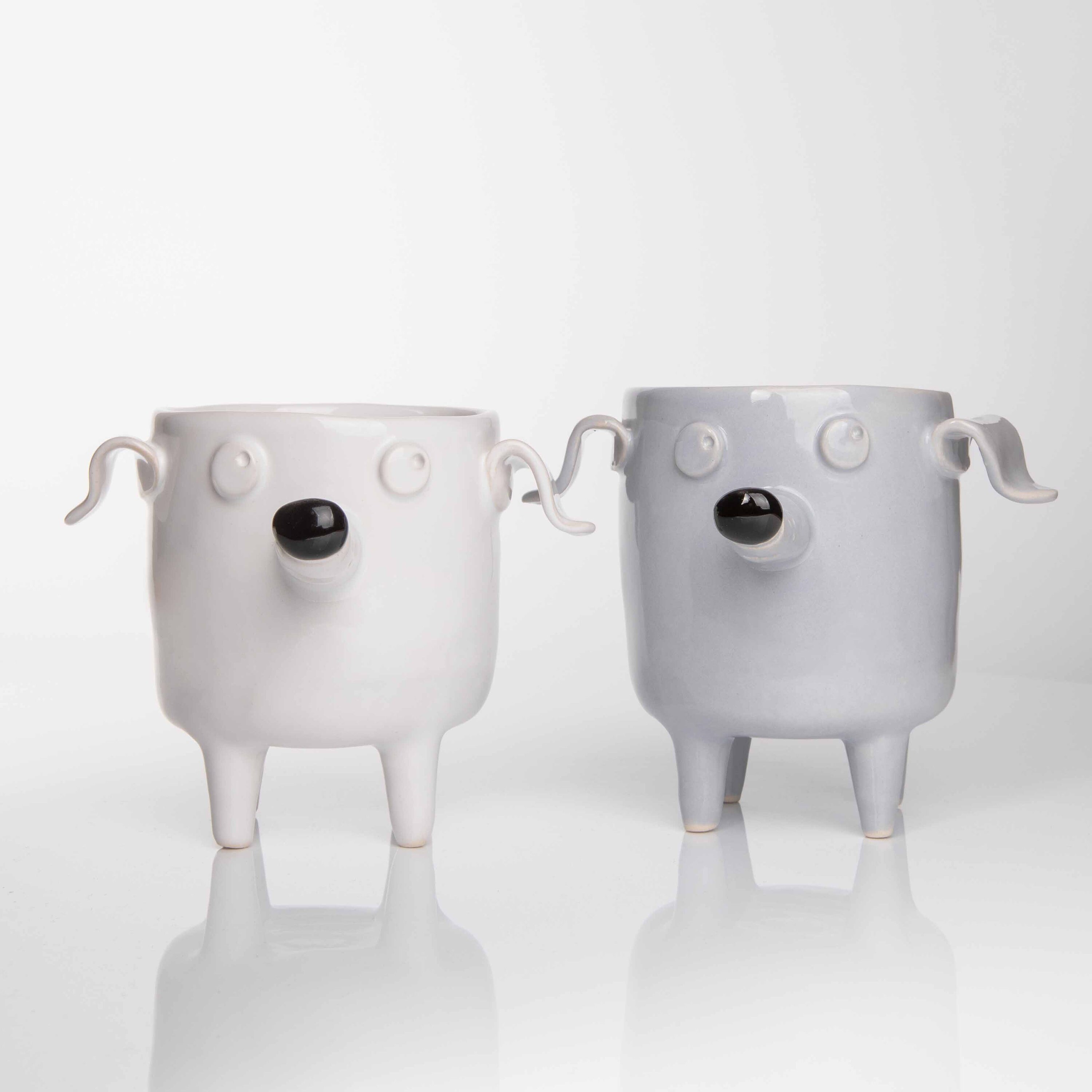 Handmade ceramic dog planter. Gray planter handmade | Etsy