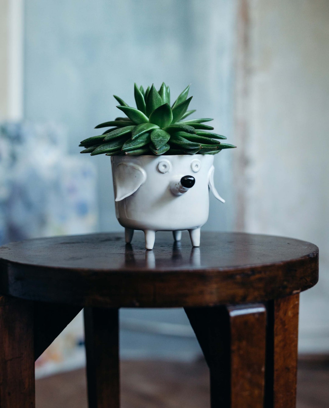 Big Ceramic Dog Planter. Big Flowerpot, White Dog, Handmade Pot. White ...