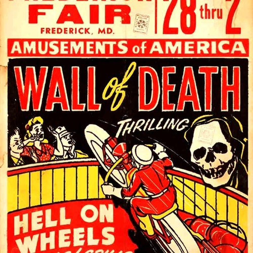 Vintage Reproduction Racing Poster Motorcycle Wall of Death - Etsy