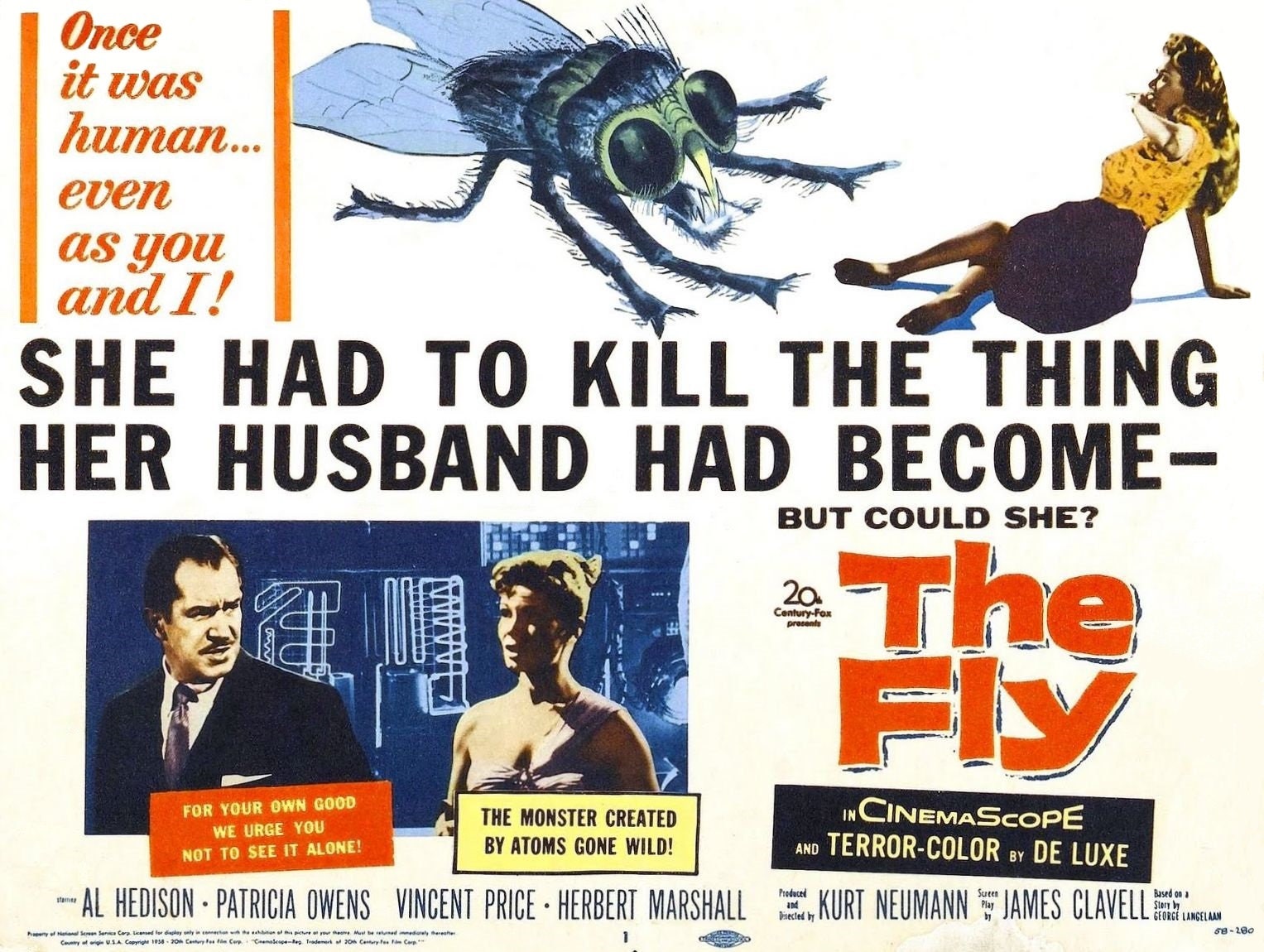 The Fly 1958 Science Fiction movie poster 973 | Etsy