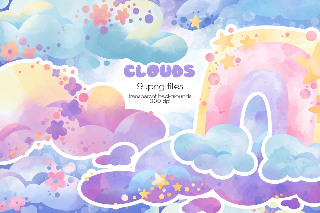 Clouds Clipart / Weather Clipart / PNG Files / Instant Download - Etsy
