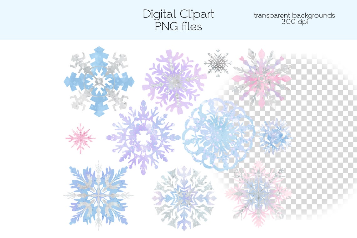 Snowflakes Clipart / Silver Snowy Clipart / Winter Weather / - Etsy