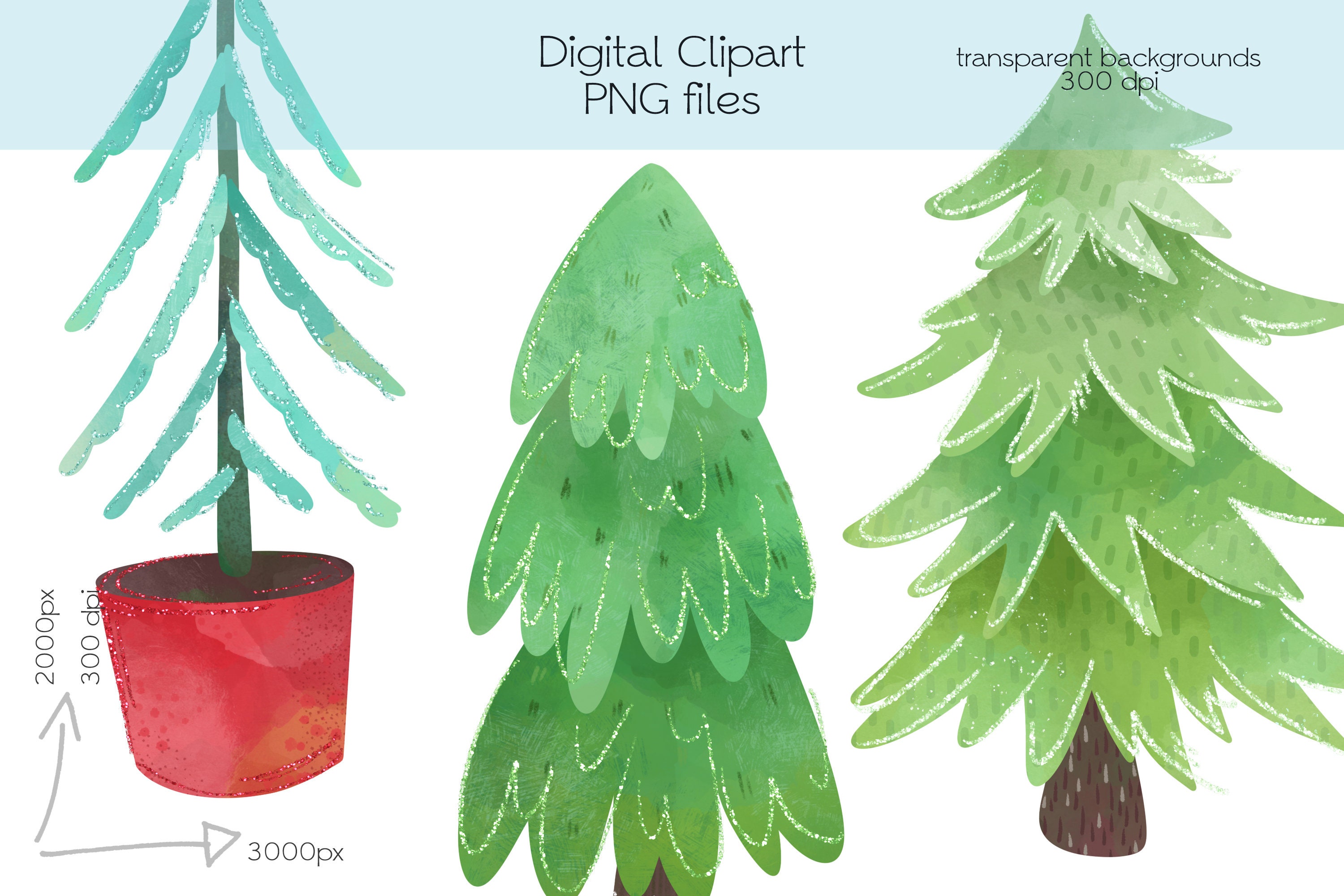 Christmas Tree Clipart / Winter Trees Clipart / PNG Files / Instant ...