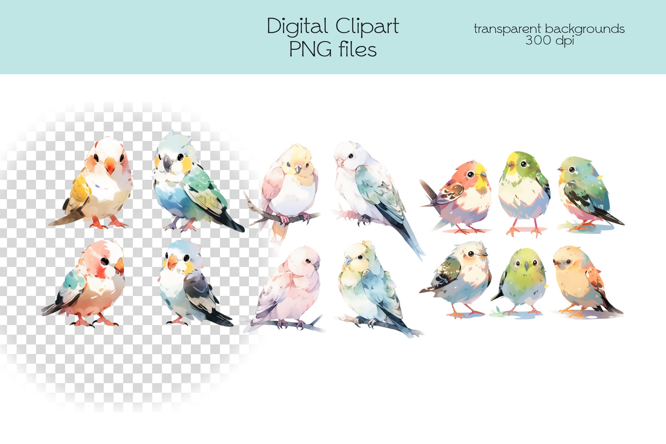 Watercolor Birds Clipart / Little Birds Clipart / PNG Files / Instant ...