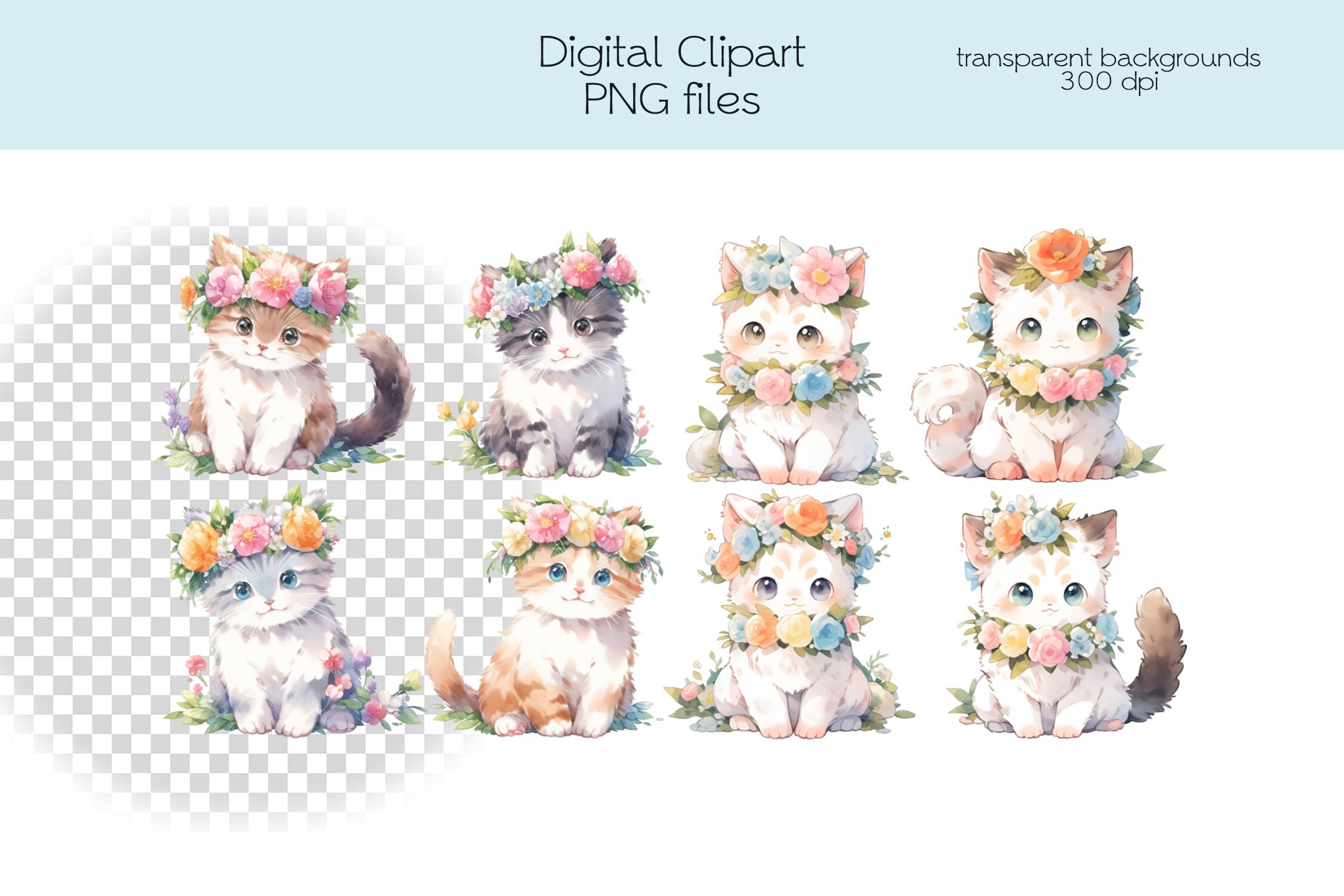 Watercolor Cats Clipart / Cute Kitten / PNG Files / Instant - Etsy