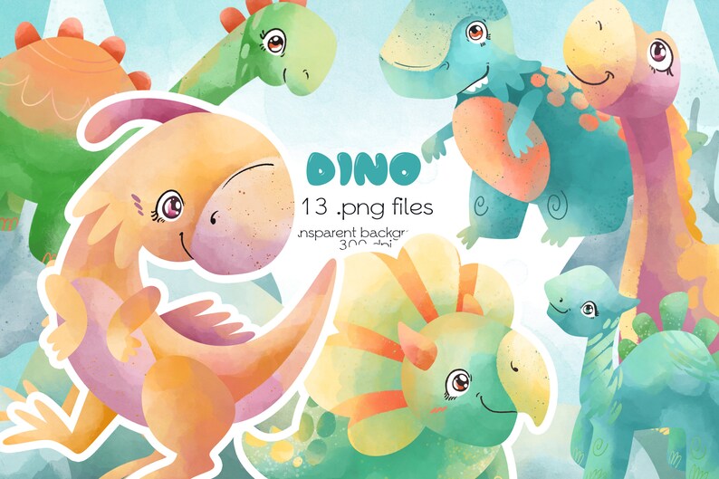 Dinosaurs Clipart / Jurassic Clipart / PNG Files / Instant Download ...