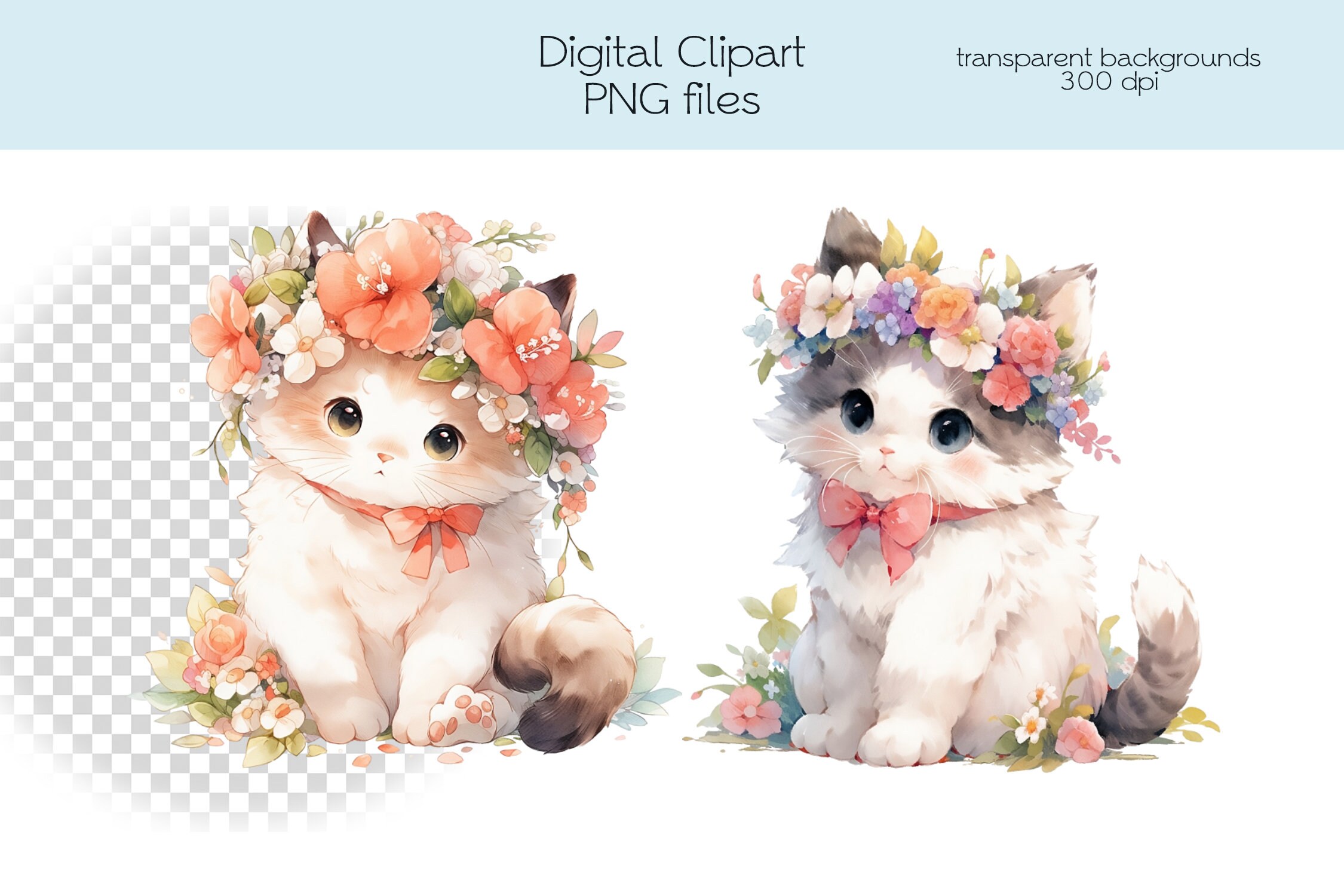 Watercolor Cats Clipart / Cute Kitten / PNG Files / Instant - Etsy