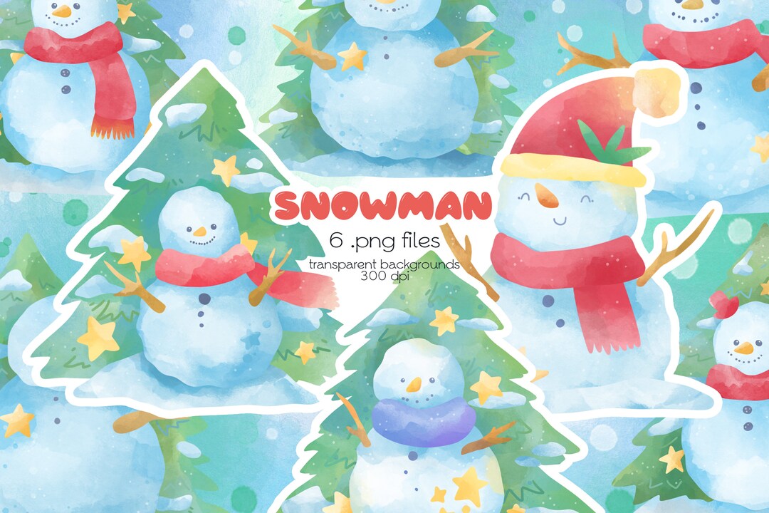 Snowmen Clipart / Christmas Holiday / PNG Files / Instant Download - Etsy