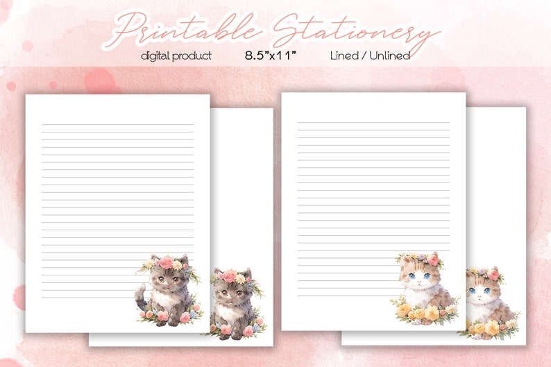 Printable Stationery With Kittens / Digital Letter Writing Paper ...