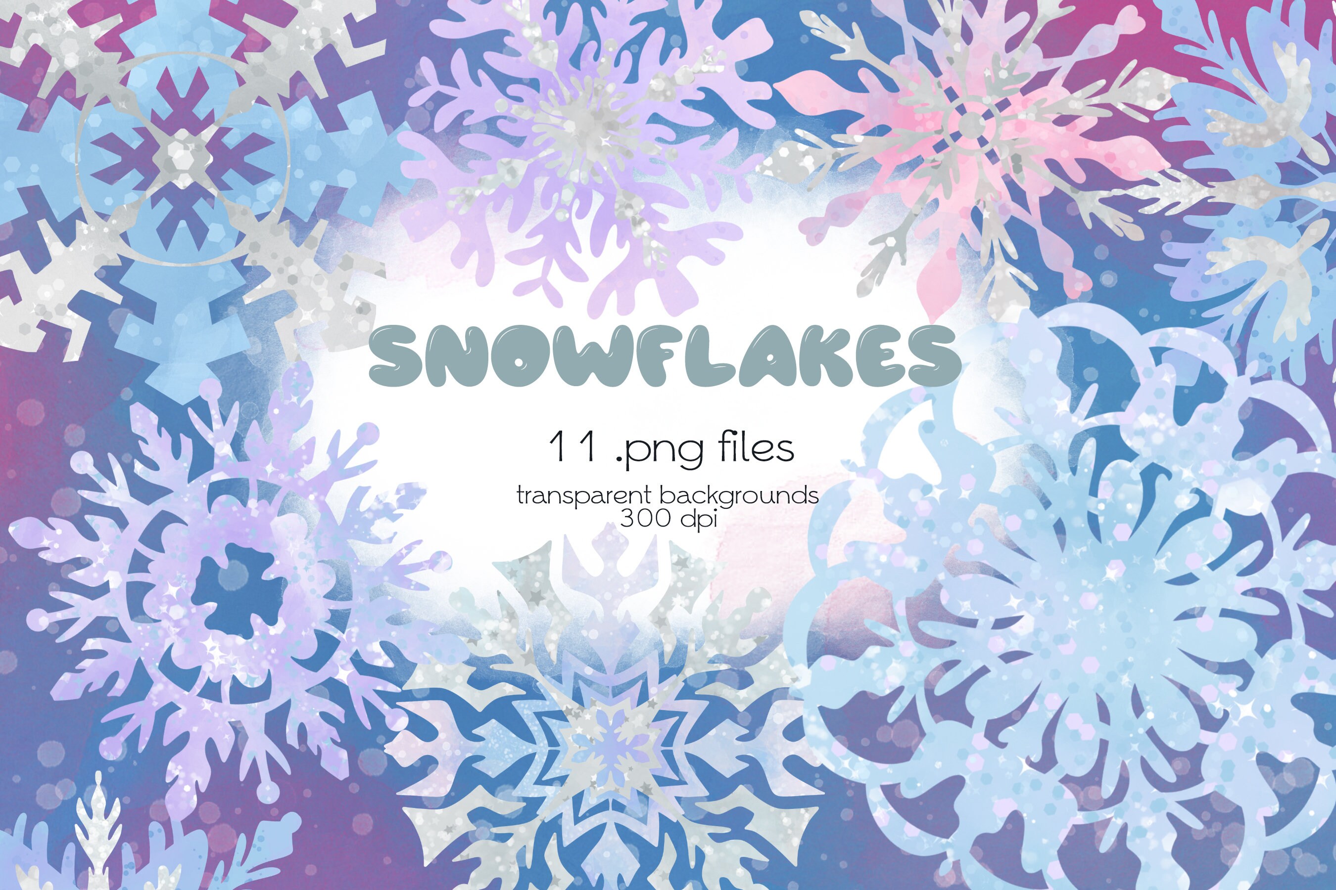Snowflakes Clipart / Silver Snowy Clipart / Winter Weather / - Etsy