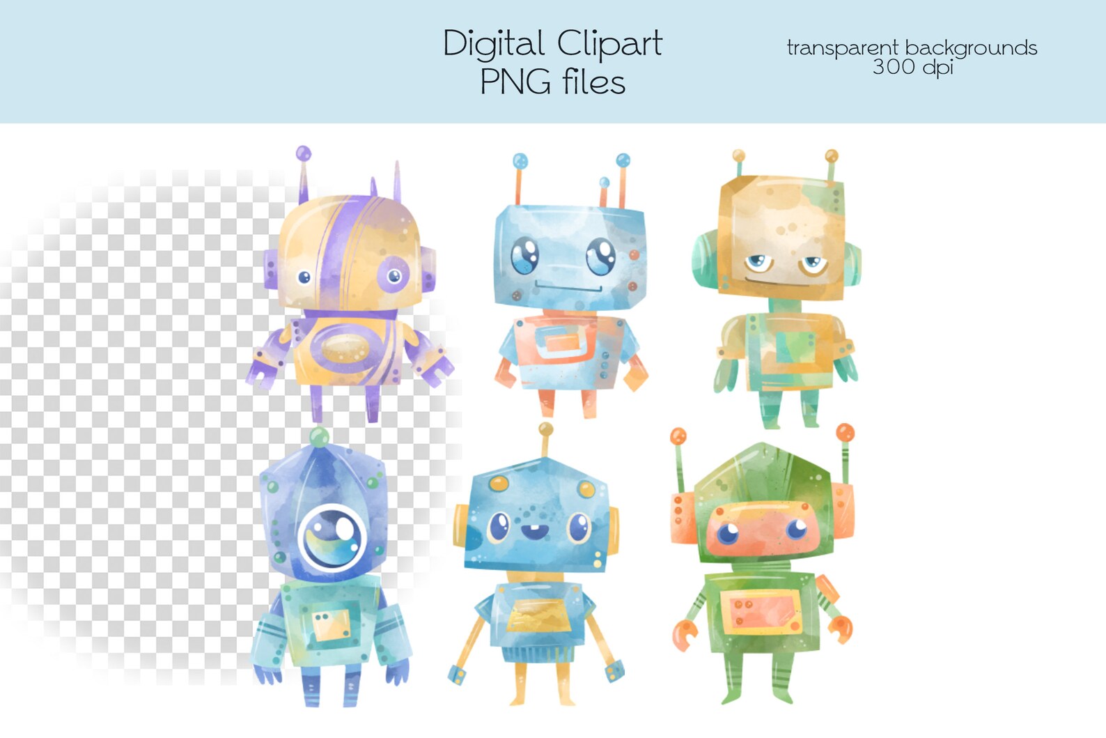 Robot Clipart / Cartoon Robots / Technology / PNG Files / Instant ...