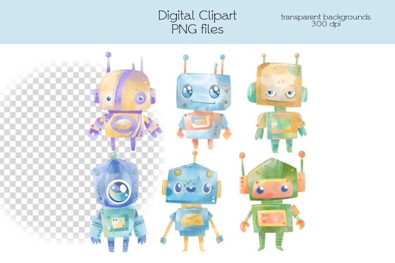 Robot Clipart / Cartoon Robots / Technology / PNG Files / Instant ...