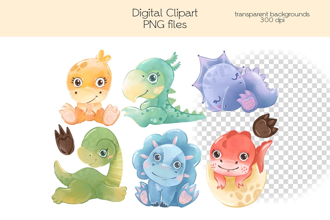 Dinosaurs Clipart / Jurassic Clipart / PNG Files / Instant | Etsy